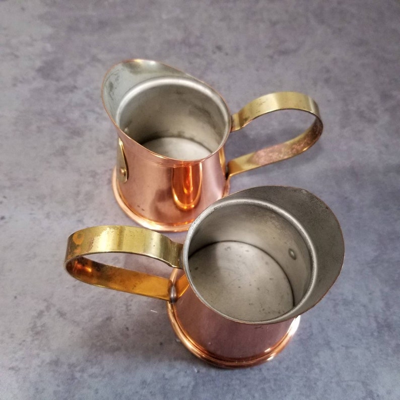 Two Small Copper & Brass Oil Pitchers - Etsy
