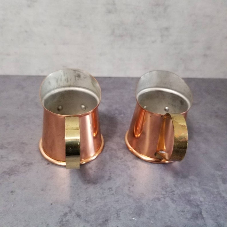 Two Small Copper & Brass Oil Pitchers - Etsy