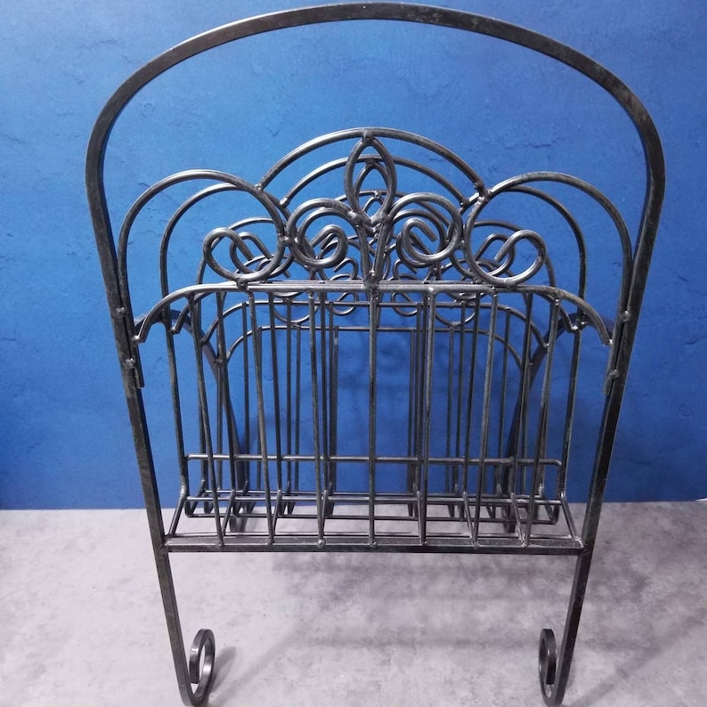 Large Black Iron Three Tier Magazine Rack - Etsy