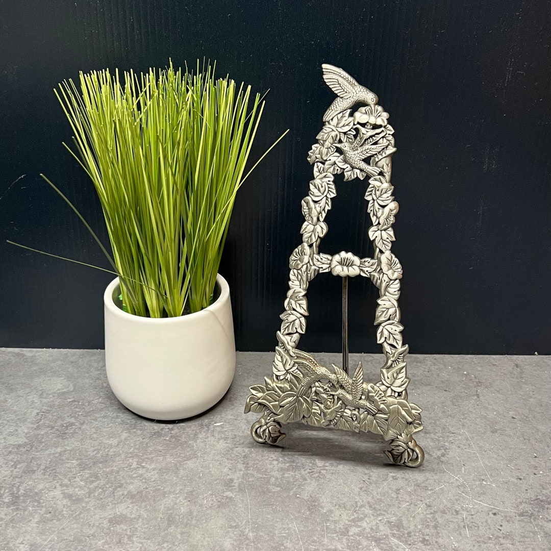 Ornate Pewter Hummingbirds Plate Stand - Etsy