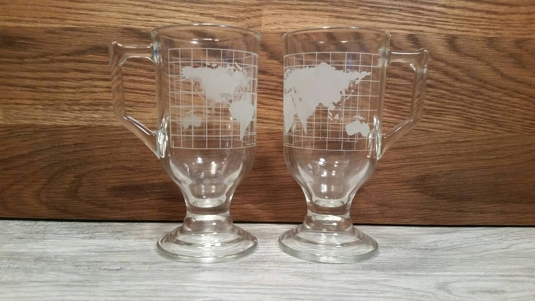 Two World Map Irish Coffee Mugs - Etsy