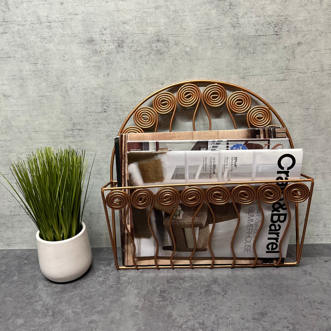 Copper Painted Wire Wall Hanging Magazine Rack - Etsy