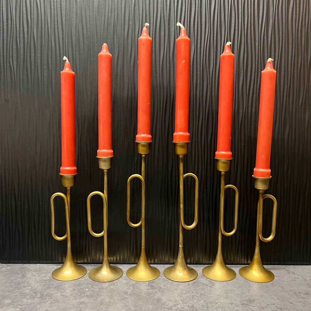 Ascending Brass Horn Candlesticks as Featured in Country Living ...