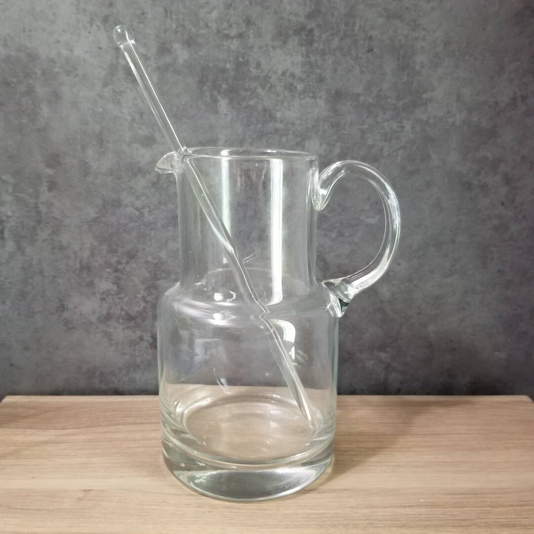 Small Glass Bar Pitcher With Glass Stir Stick - Etsy
