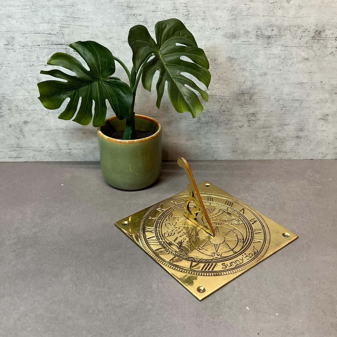 Brass Sunny Hours Sundial Wall Art - Etsy
