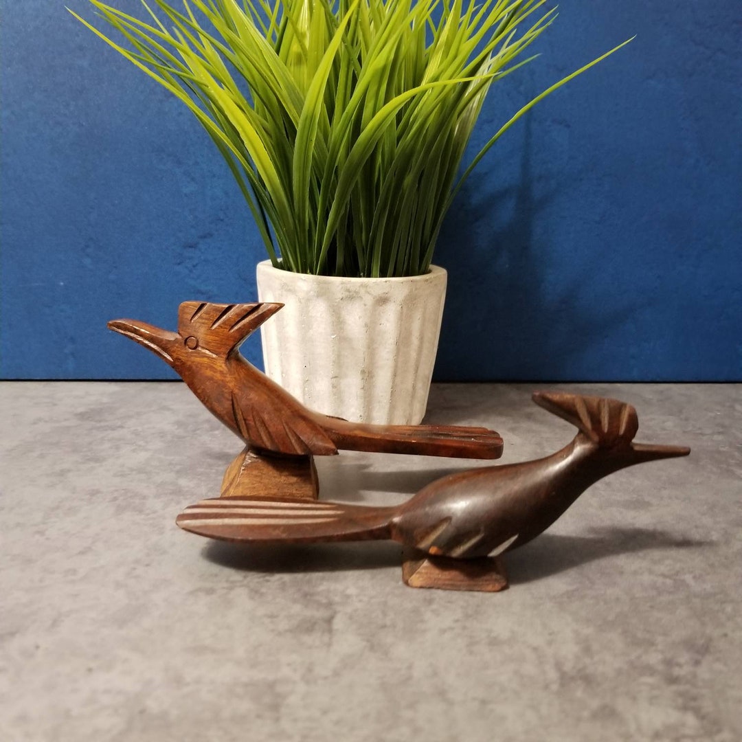Two Carved Ironwood Roadrunners - Etsy