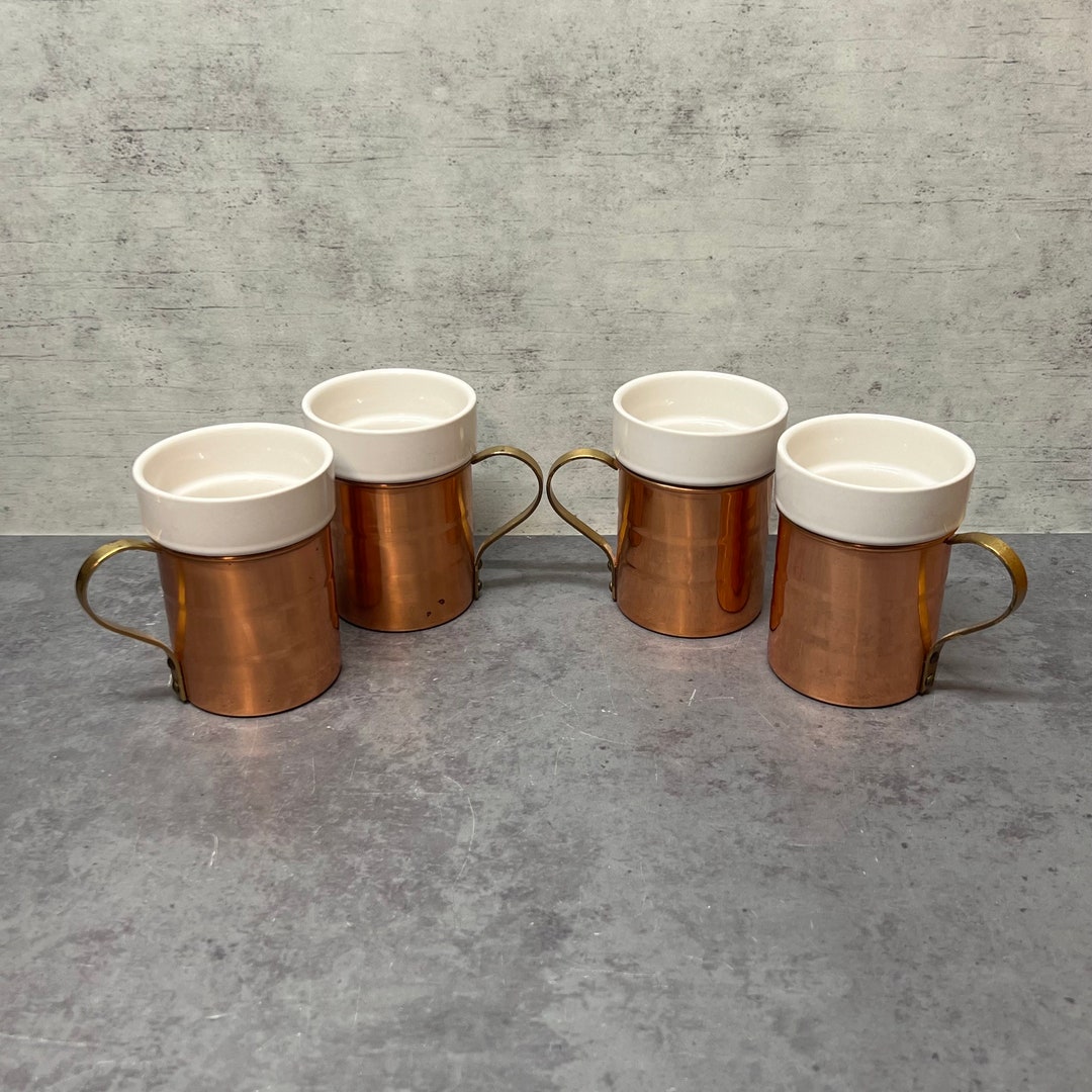 Baker Hart & Stuart Copper Brass and Ceramic Mugs Set of Four - Etsy