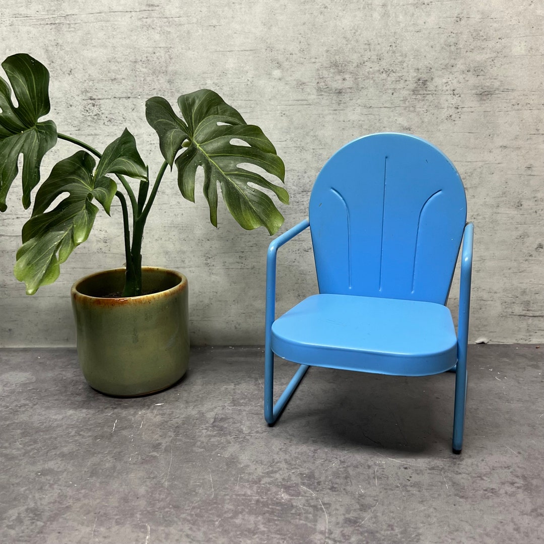 Blue Metal Doll Furniture Lawn Chair - Etsy
