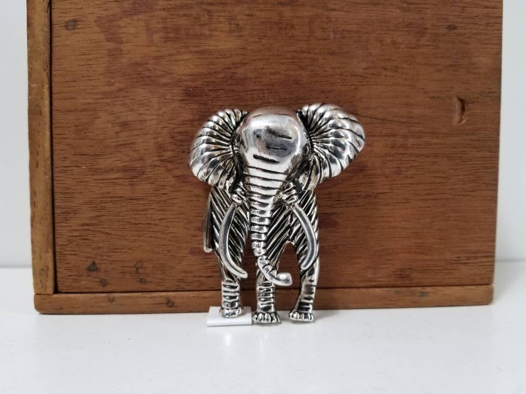 Large Silver Elephant Brooch Pin - Etsy
