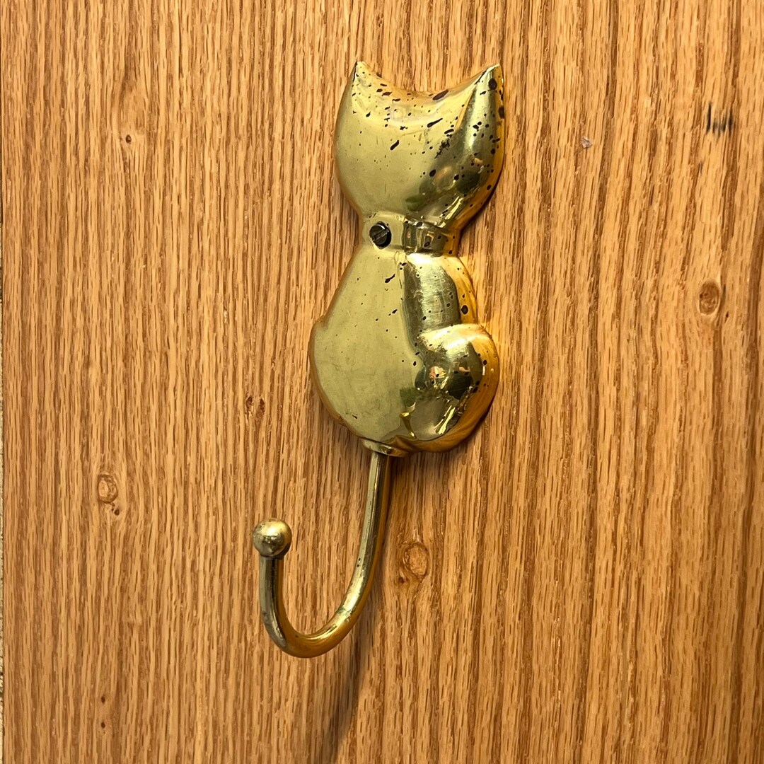Brass Cat Wall Hook - Etsy