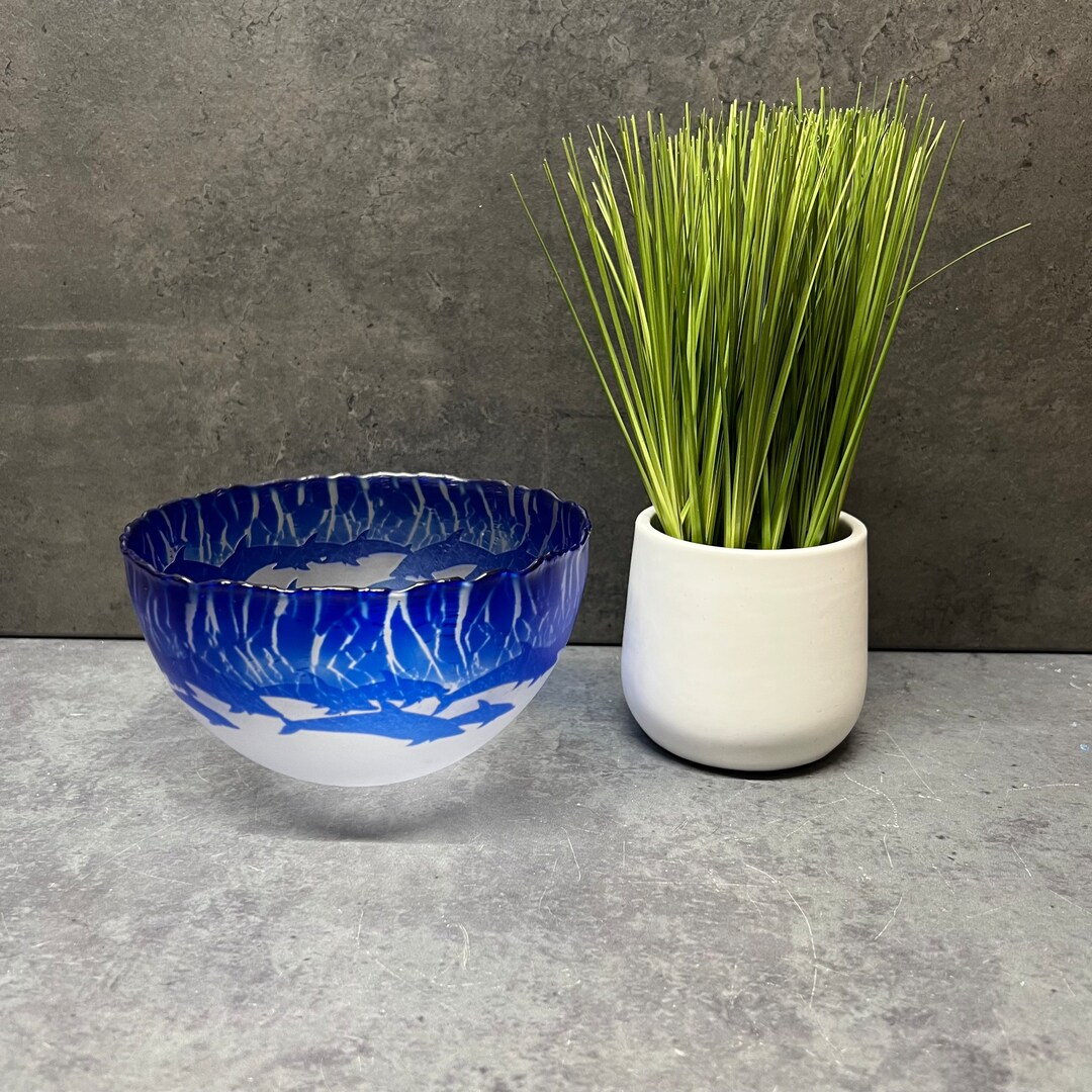 Malcolm Sutcliffe Art Glass Dolphin Bowl - Etsy