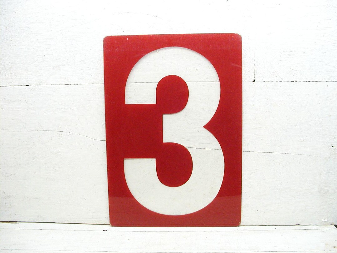 Vintage Large Number 3 Number Three Sign 15" Gas Station Sign Thick ...