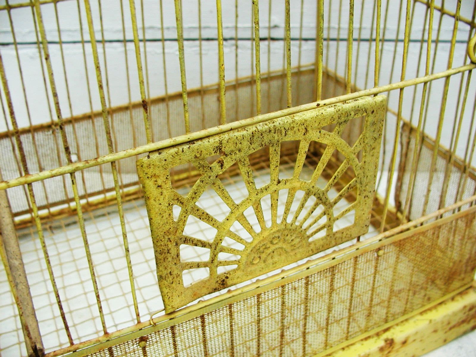 Vintage Bird Cage Shabby Chippy Mustard Yellow Paint Crown | Etsy