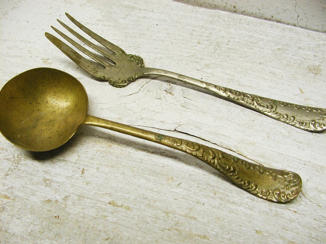 Vintage Extra Coin Silver Plate Serving Set Patina - Etsy