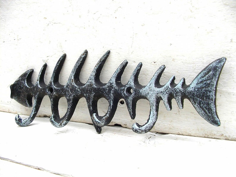 Cast Iron Bone Fish Skeleton Key Hook Nautical Theme Decor - Etsy
