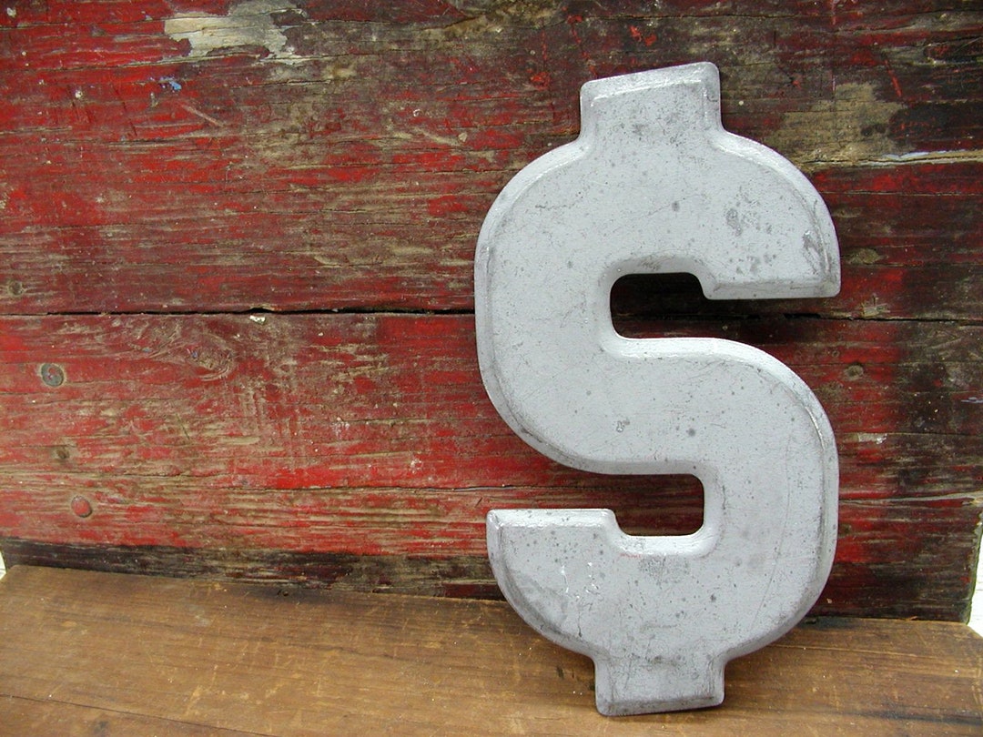Vintage Metal Dollar Sign 7 1/2" Large Thick Tin Sign Marquee - Etsy