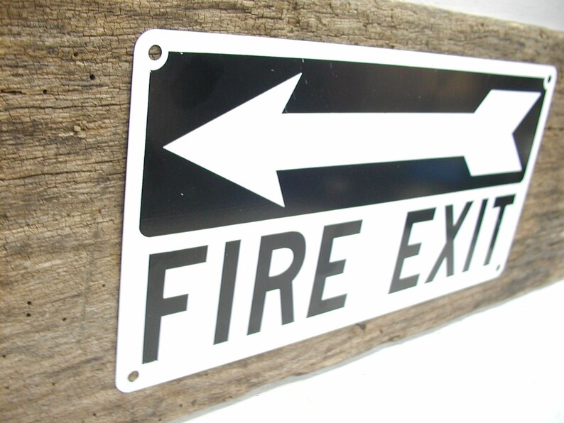 Vintage Metal Fire Exit Sign: Industrial Salvaged Decor (14x7) - Etsy