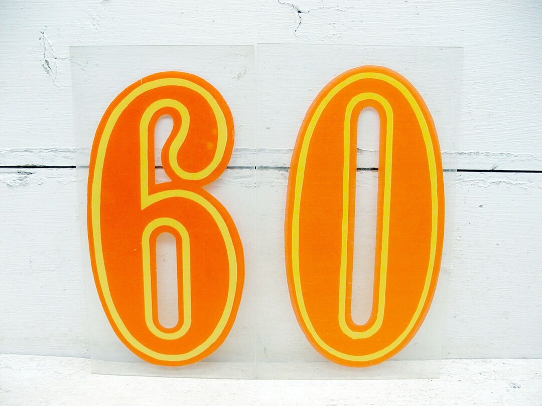 60th Birthday Decoration Vintage Number Sixty Sign 7 3/4 Large Lexan ...
