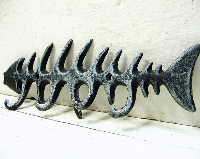 Cast Iron Bone Fish Skeleton Key Hook Nautical Theme Decor | Etsy