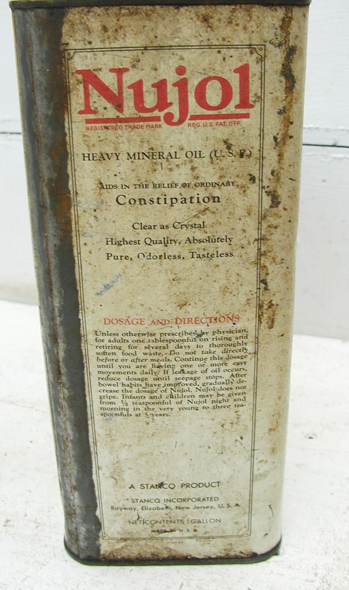Vintage Advertising Tin Nujol Gallon Can Mineral Oil - Etsy