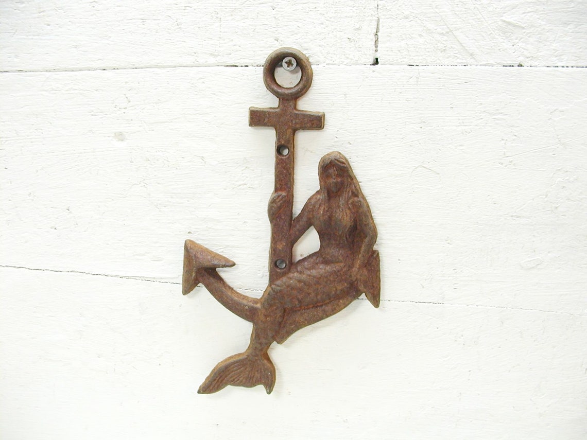 Rusty Mermaid Anchor Nautical Theme Decor Rustic Wall Art | Etsy