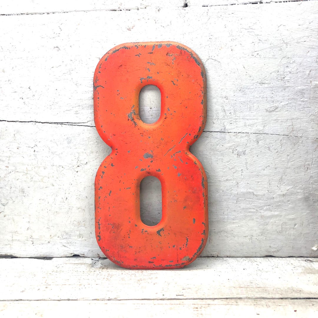 Vintage Metal Number 8 Number Eight Sign 10" Large Thick Tin Sign ...
