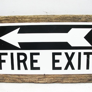 Vintage Metal Fire Exit Sign: Industrial Salvaged Decor (14x7) - Etsy