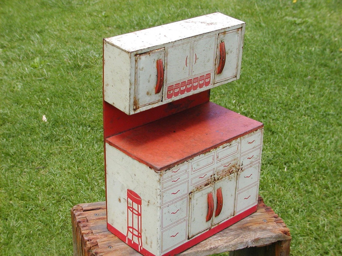 Vintage Tin Toy Cabinet Tin Toy Pantry Shabby Tin Hoosier - Etsy