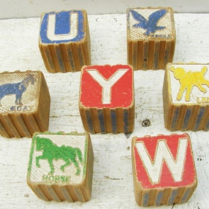 Vintage Wooden Blocks / Letter Blocks / Animal Blocks / Toy Blocks ...