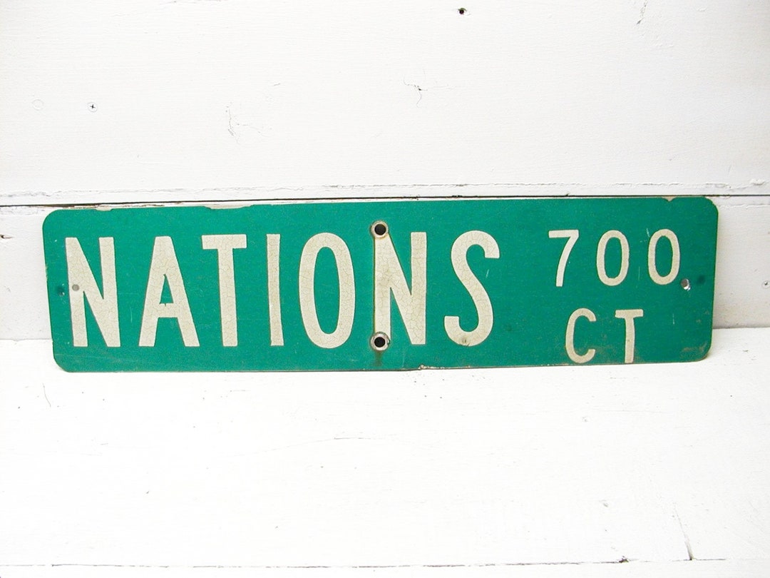 Vintage Nations Ct. Street Sign - Shabby Man Cave Decor (24x6) - Etsy
