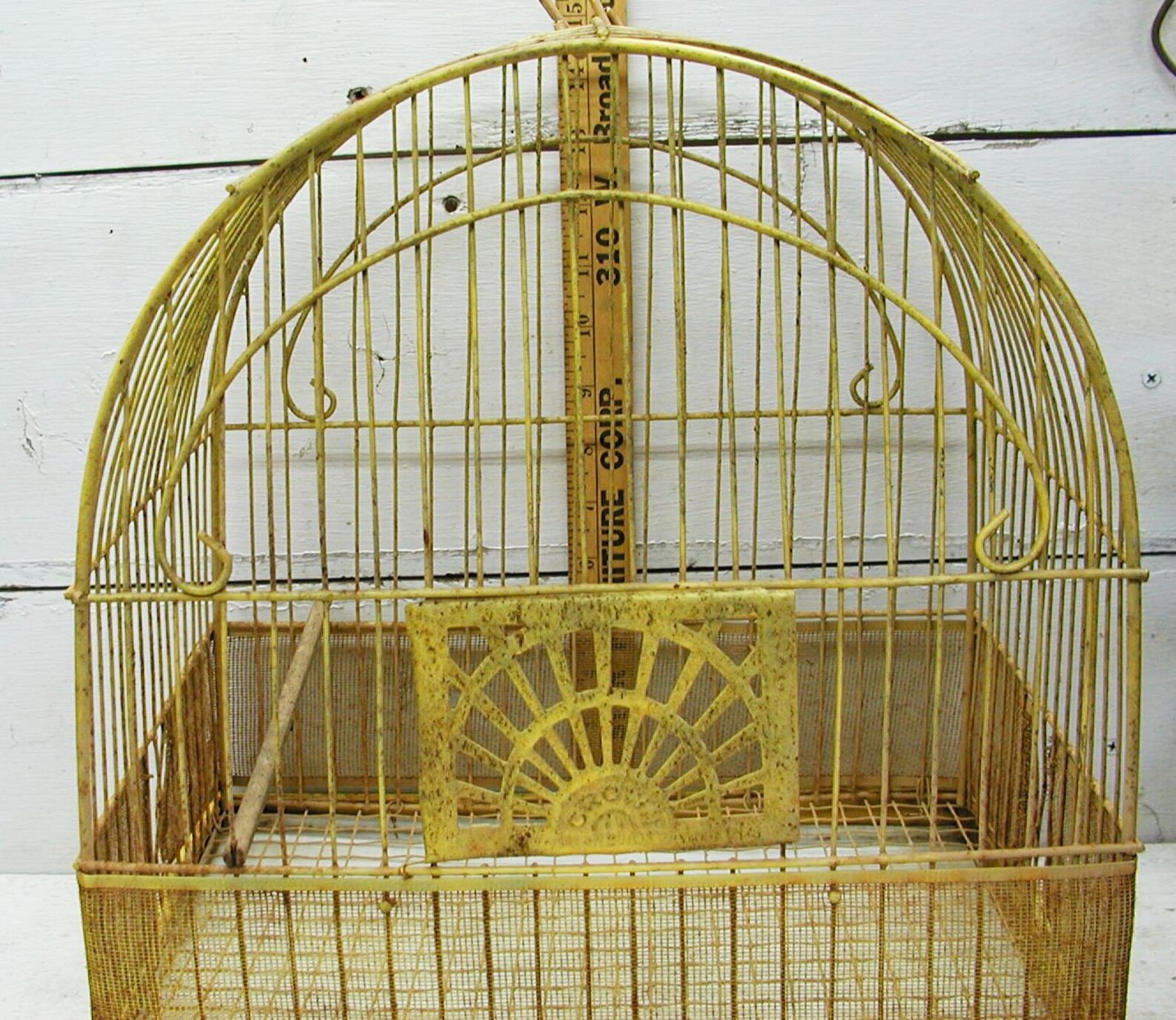 Vintage Bird Cage Shabby Chippy Mustard Yellow Paint Crown | Etsy