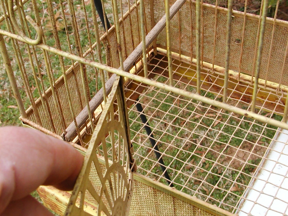 Vintage Bird Cage Shabby Chippy Mustard Yellow Paint Crown | Etsy