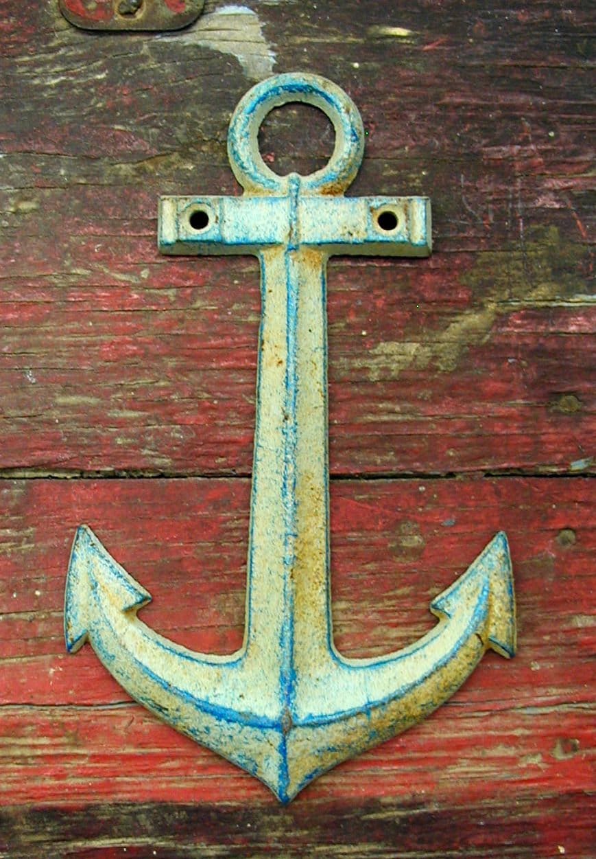 Metal Anchor Nautical Theme Decor Weathered Wall Anchor - Etsy