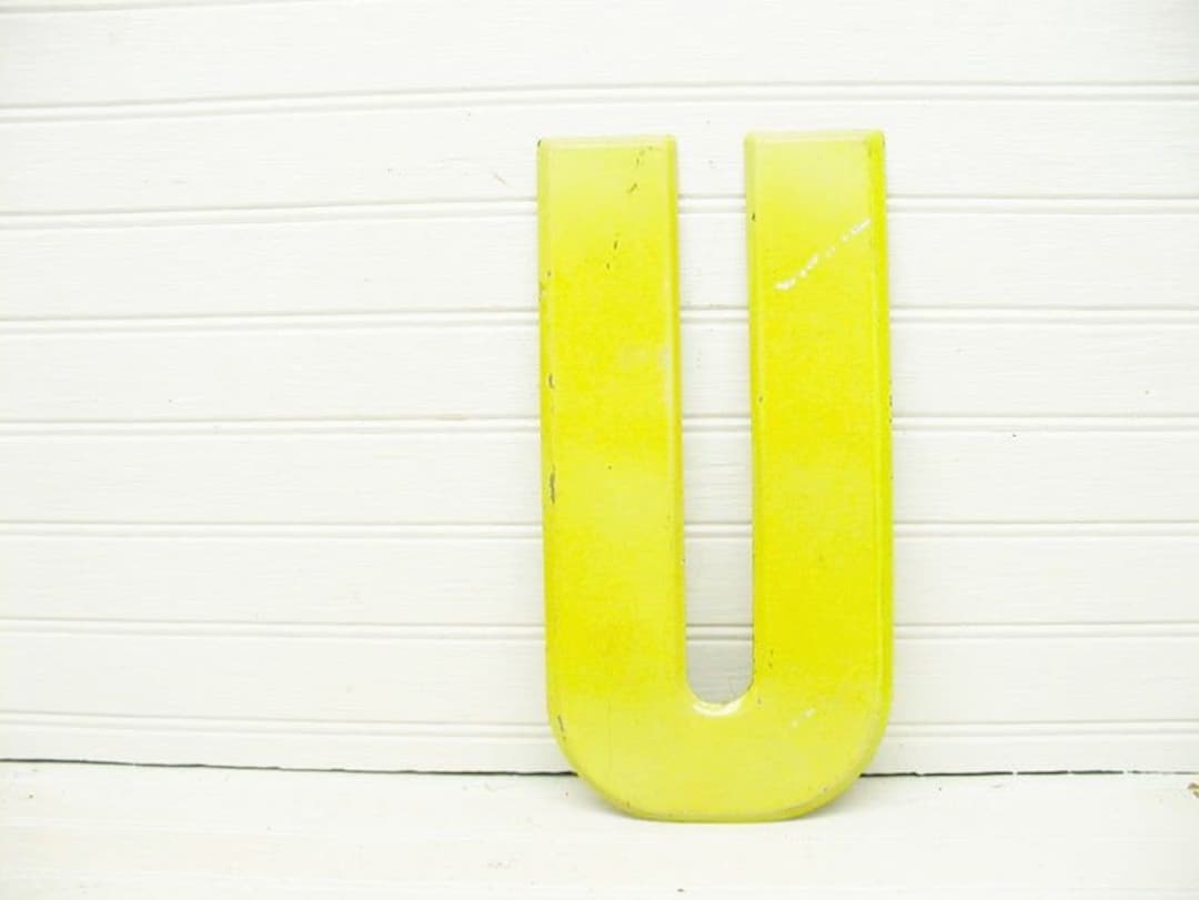 Letter U Metal Letter Sign Weathered Paint 10 Large Thick Tin Sign ...