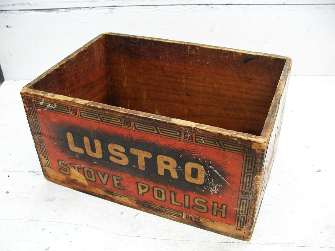 Vintage Lustro Stove Polish Box: Primitive Advertising Wood Box - Etsy
