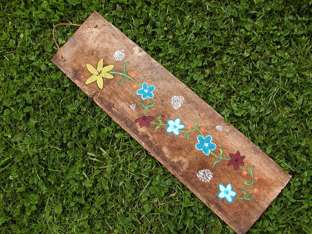 Hand Painted Wall Art - Barn Wood Spring Summer Theme Picture Old Board ...