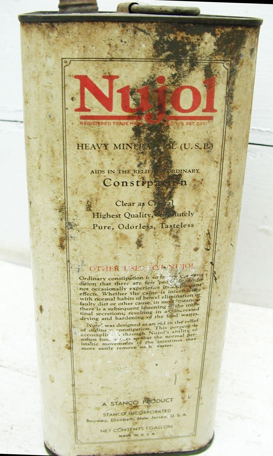 Vintage Advertising Tin Nujol Gallon Can Mineral Oil | Etsy