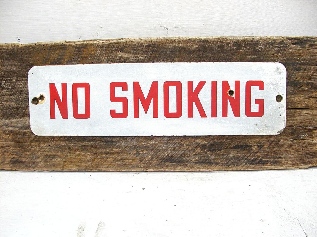 Vintage Porcelain Enamel Metal No Smoking Sign Bar Restaurant Decor ...