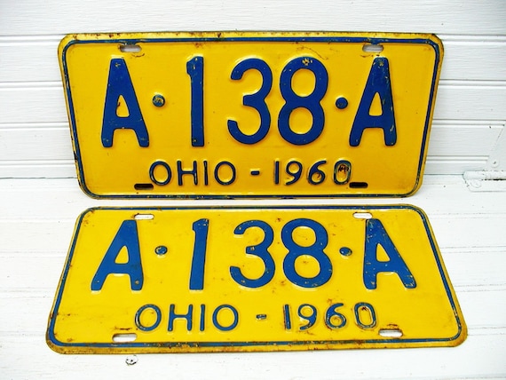 Ohio License Tag Matched Set Ohio License Plate 1960 A 138 | Etsy