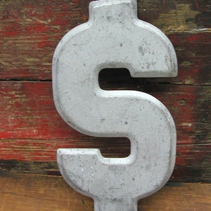 Vintage Metal Dollar Sign 7 1/2" Large Thick Tin Sign Marquee - Etsy