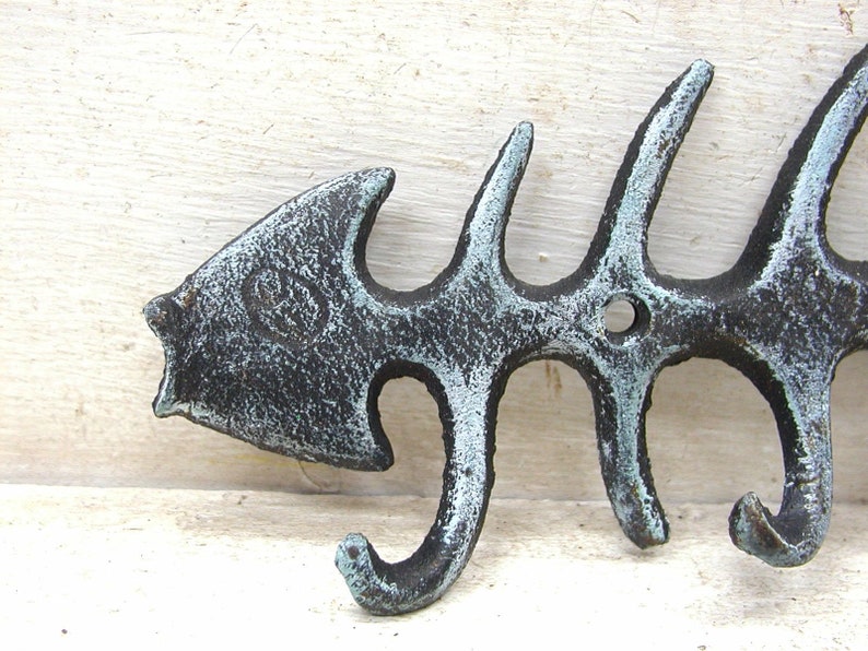 Cast Iron Bone Fish Skeleton Key Hook Nautical Theme Decor | Etsy
