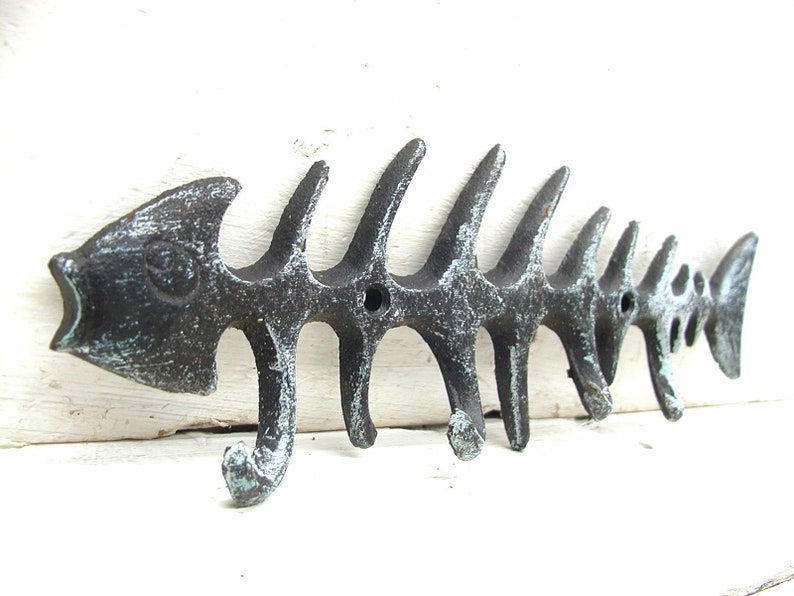 Cast Iron Bone Fish Skeleton Key Hook Nautical Theme Decor - Etsy