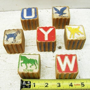 Vintage Wooden Blocks / Letter Blocks / Animal Blocks / Toy Blocks ...