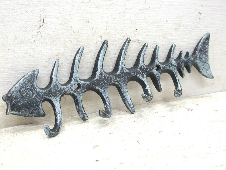 Cast Iron Bone Fish Skeleton Key Hook Nautical Theme Decor | Etsy