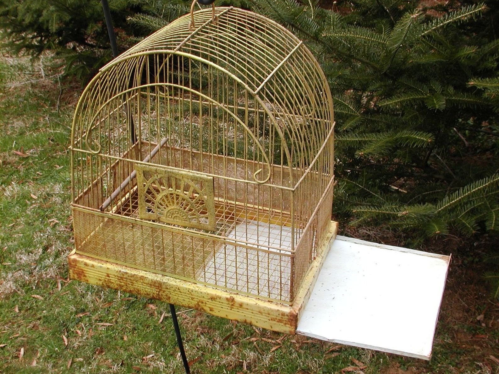 Vintage Bird Cage Shabby Chippy Mustard Yellow Paint Crown | Etsy