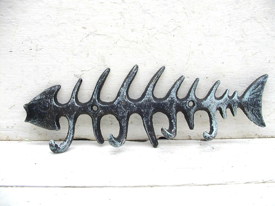 Cast Iron Bone Fish Skeleton Key Hook Nautical Theme Decor - Etsy