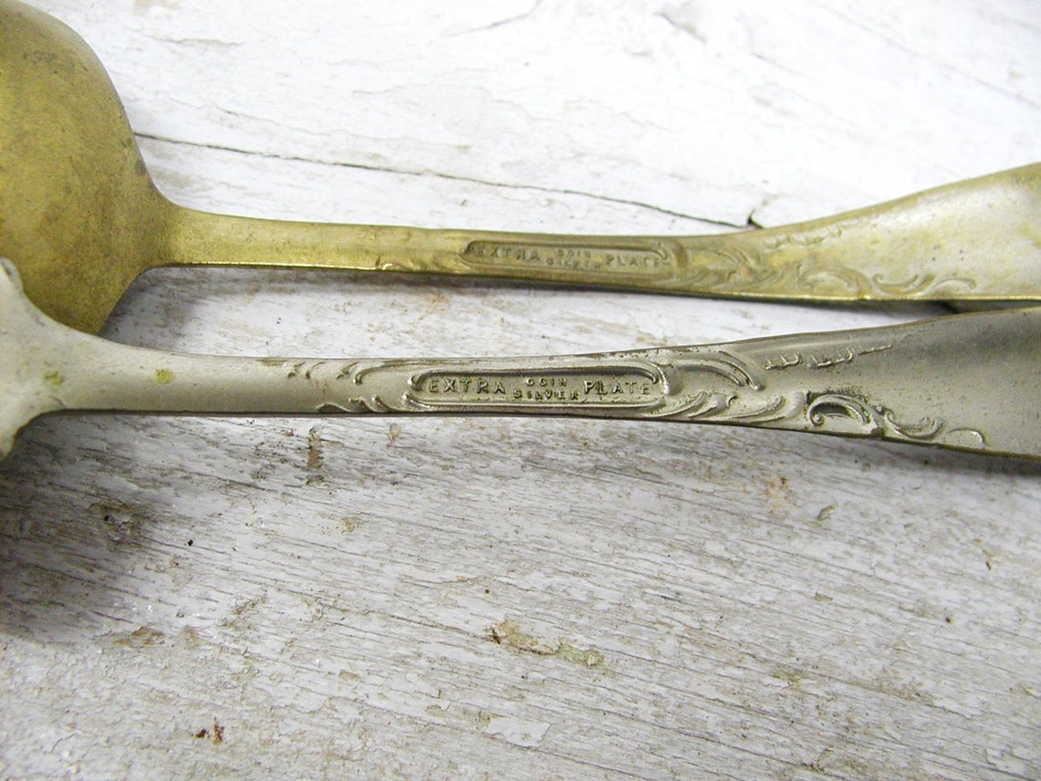 Vintage Extra Coin Silver Plate Serving Set Patina | Etsy