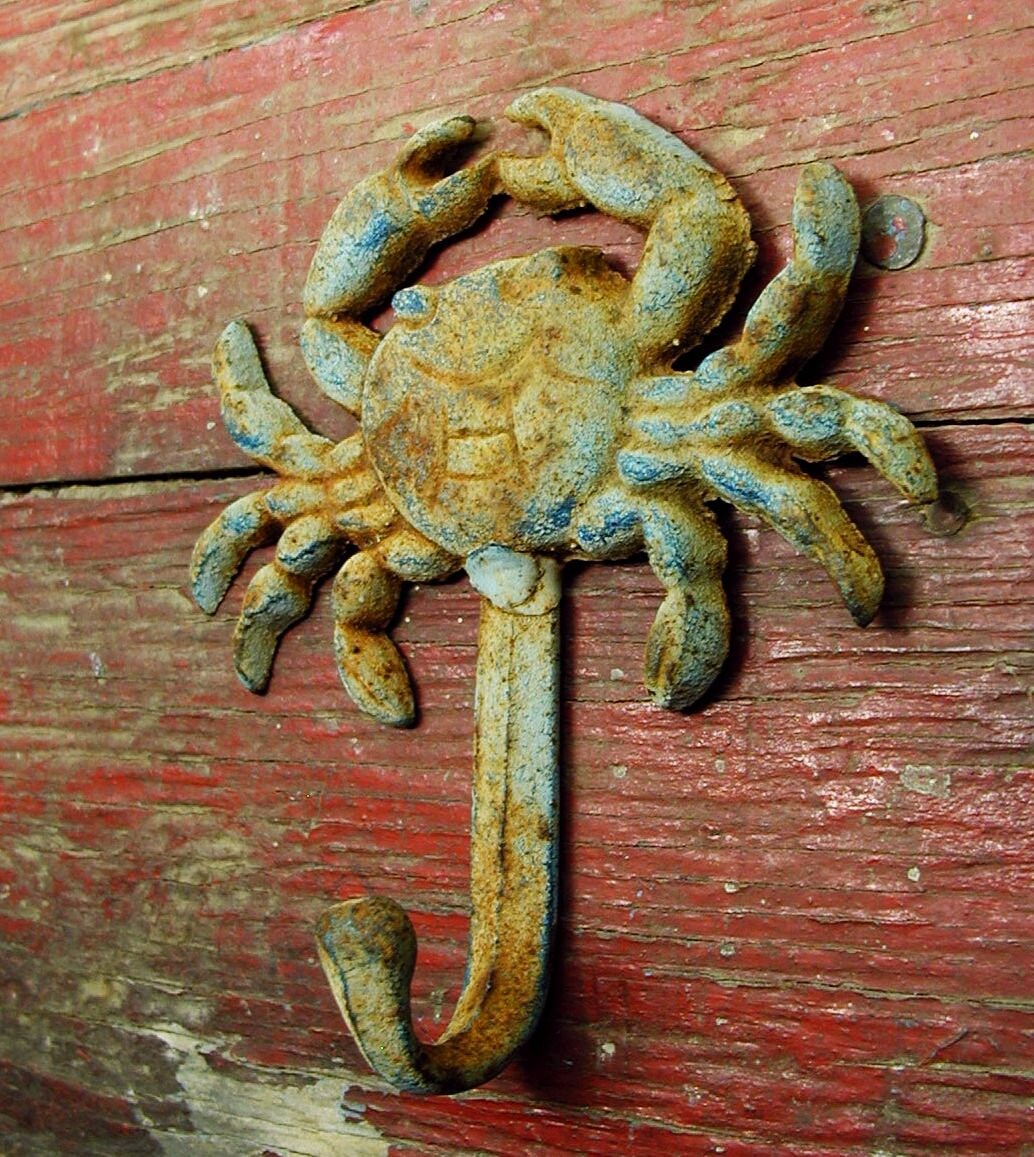 Beach Key Hook Cast Iron Crab Unique Beach Decor - Etsy