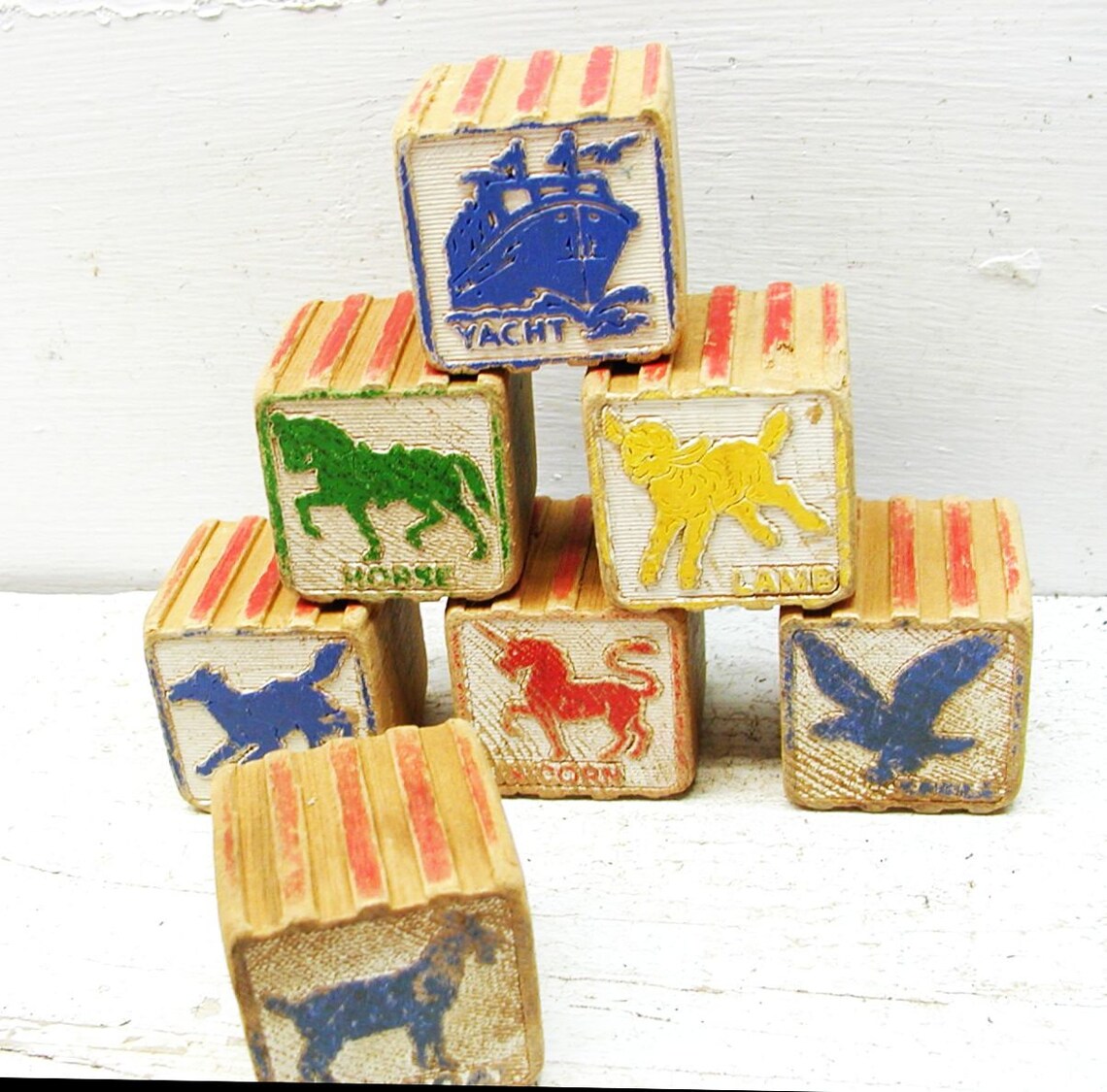 Vintage Wooden Blocks / Letter Blocks / Animal Blocks / Toy | Etsy