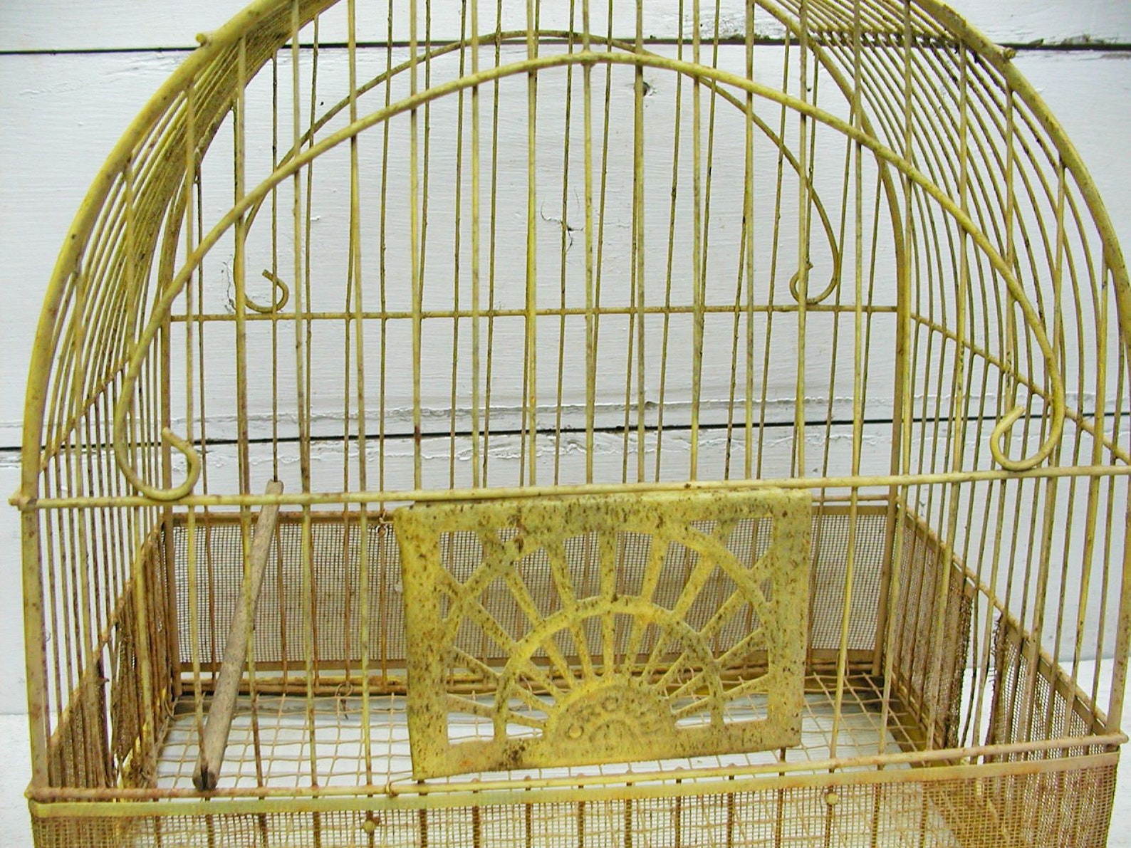 Vintage Bird Cage Shabby Chippy Mustard Yellow Paint Crown | Etsy
